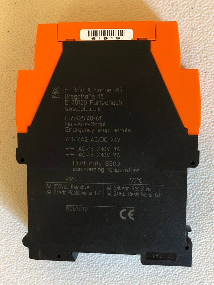 Dold E-Stop (emergency stop module) / Safety Gate Relays (2 - Channel ...