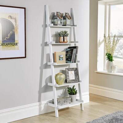 Ladder Shelf Bookcase 3 or 5 Tier Storage Shelving Unit Display Stand ...