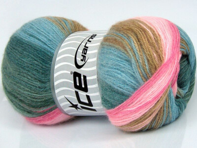 4-Skein Lot Angora Batik Yarn wool 4x100g/550m Blue Shades Camel Pink ...