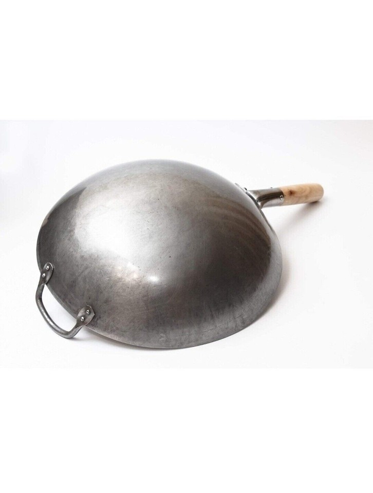 Craft Wok Traditional Hand Hammered Carbon Steel Pow Wok with Wooden 14 ...