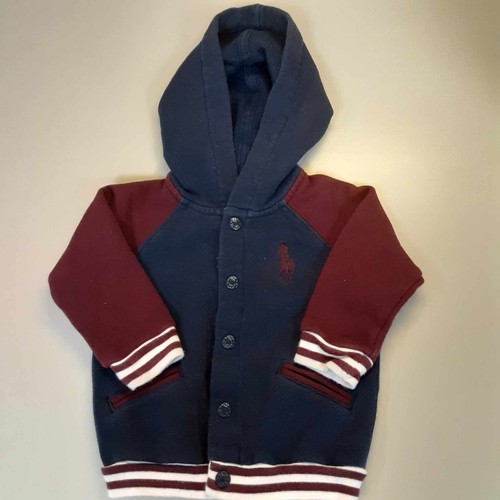 Ralph Lauren Baby Snap Button Sweater Varsity Bomber Hooded Jacket Size ...