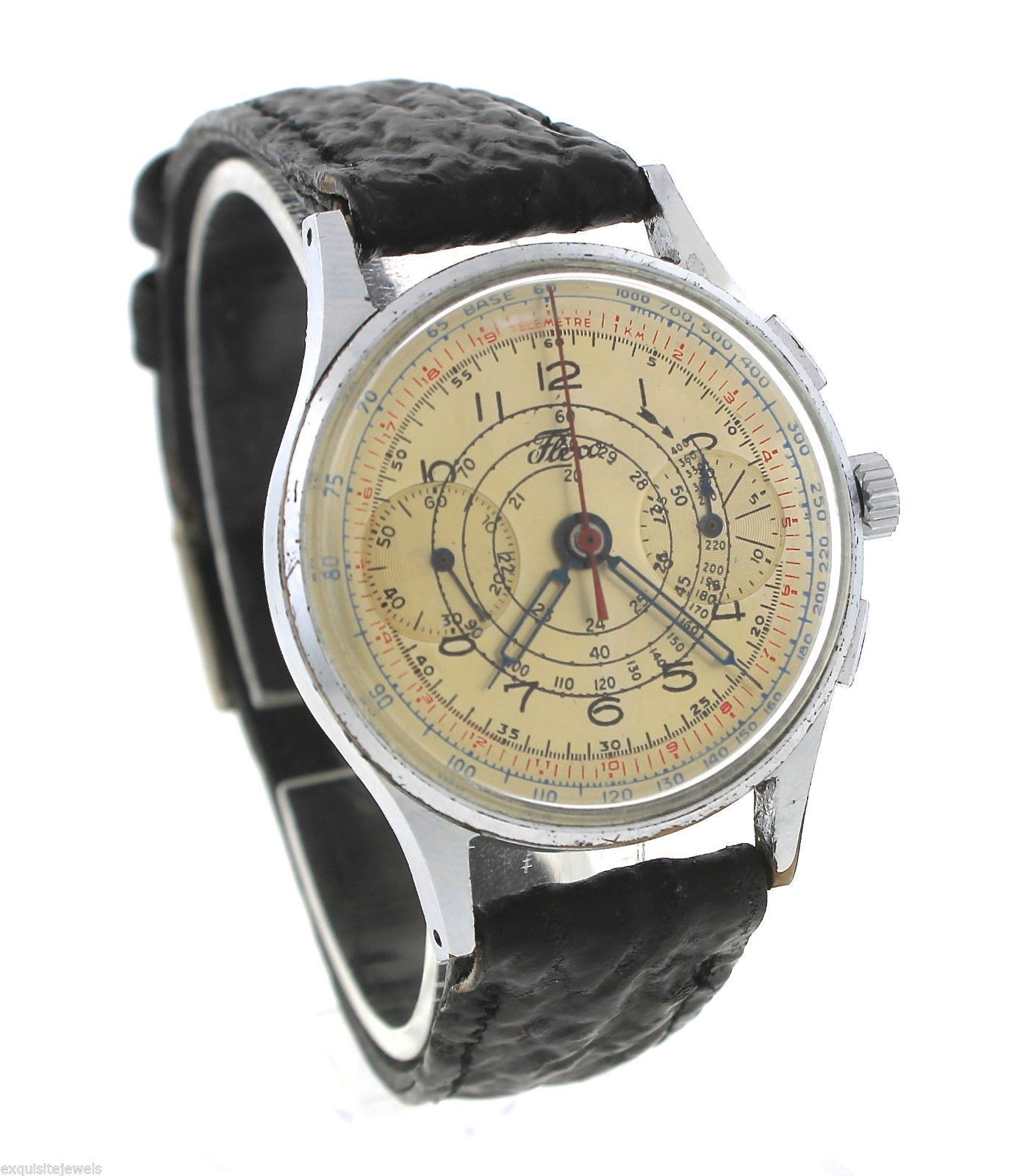 RARE Men's Vintage Fleco Britix Chronograph 654 17-Jewel Stainless ...