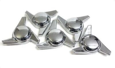 3 BAR Chrome Spinner Knock Offs Cragar Keystone Center Caps | Front ...