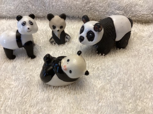 Four small panda bear figurines | eBay