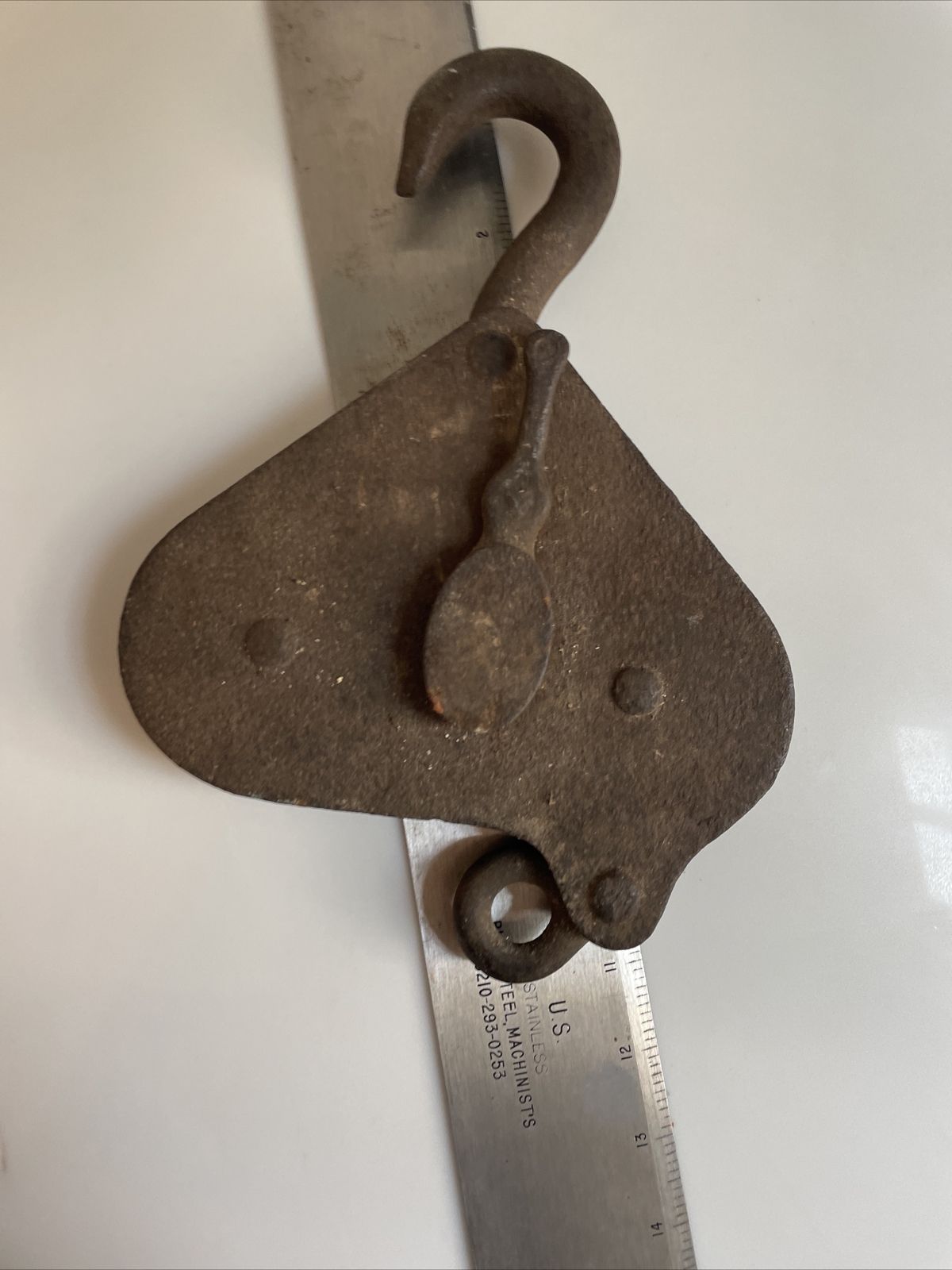 Antique 2 Wheel Pulley w/ Rope Lock Barn, Farm Pulley - Vintage 12 ...