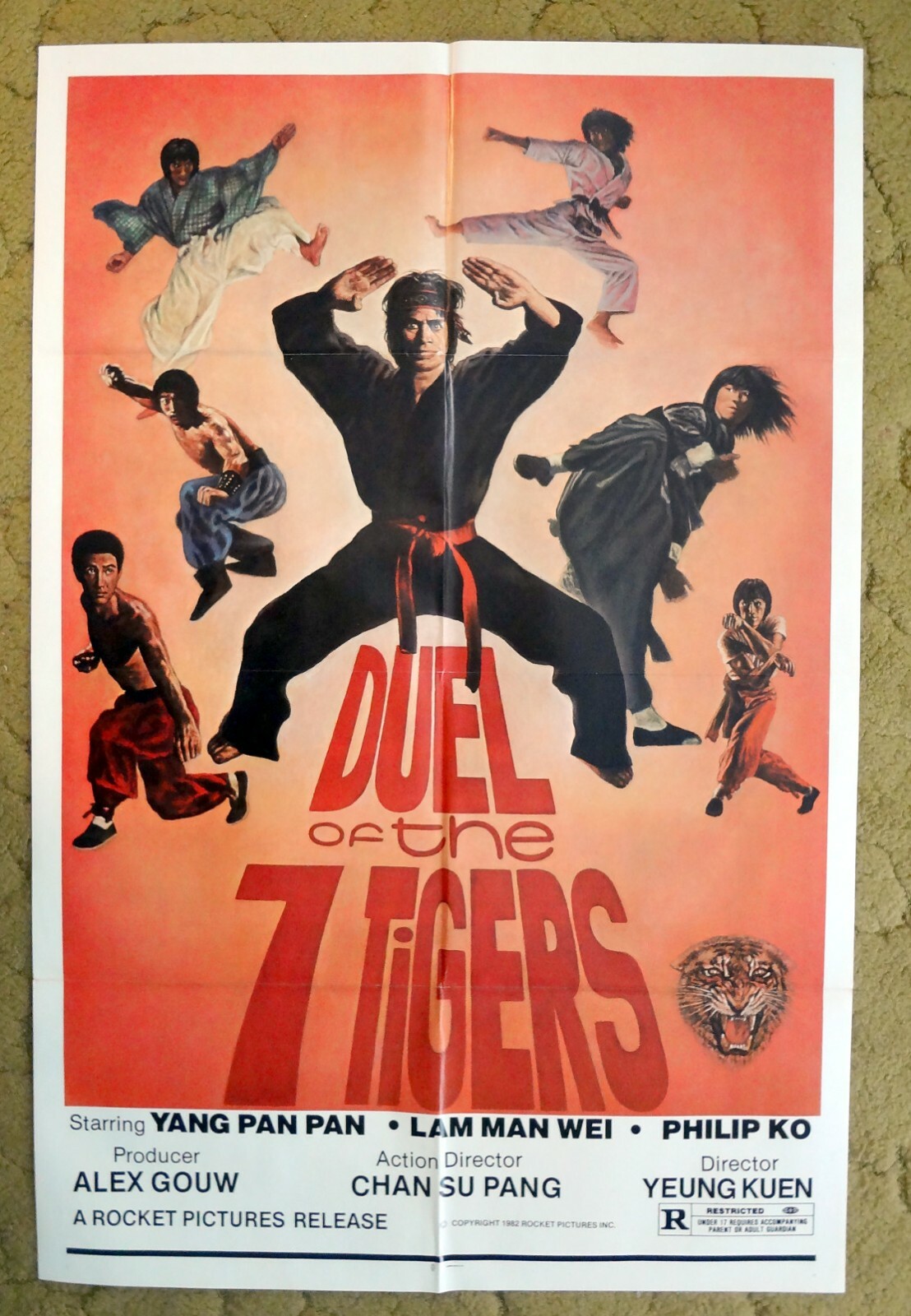 "DUEL OF THE 7 TIGERS" a martial arts film Cliff Lok 27 x 41 movie ...
