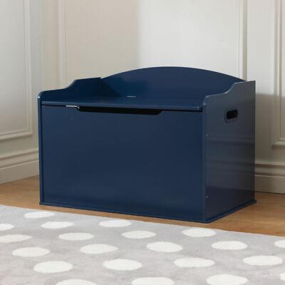 Kids Blue Finish Wooden Toy Box Chest Storage Bench Trunk Play Room ...