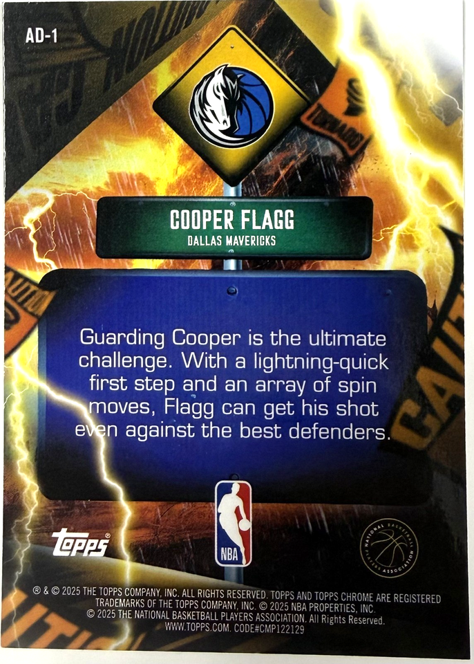 2025 Topps Chrome AD-1 Cooper Flagg Advisory Case Hit SSP RC Mavericks ...