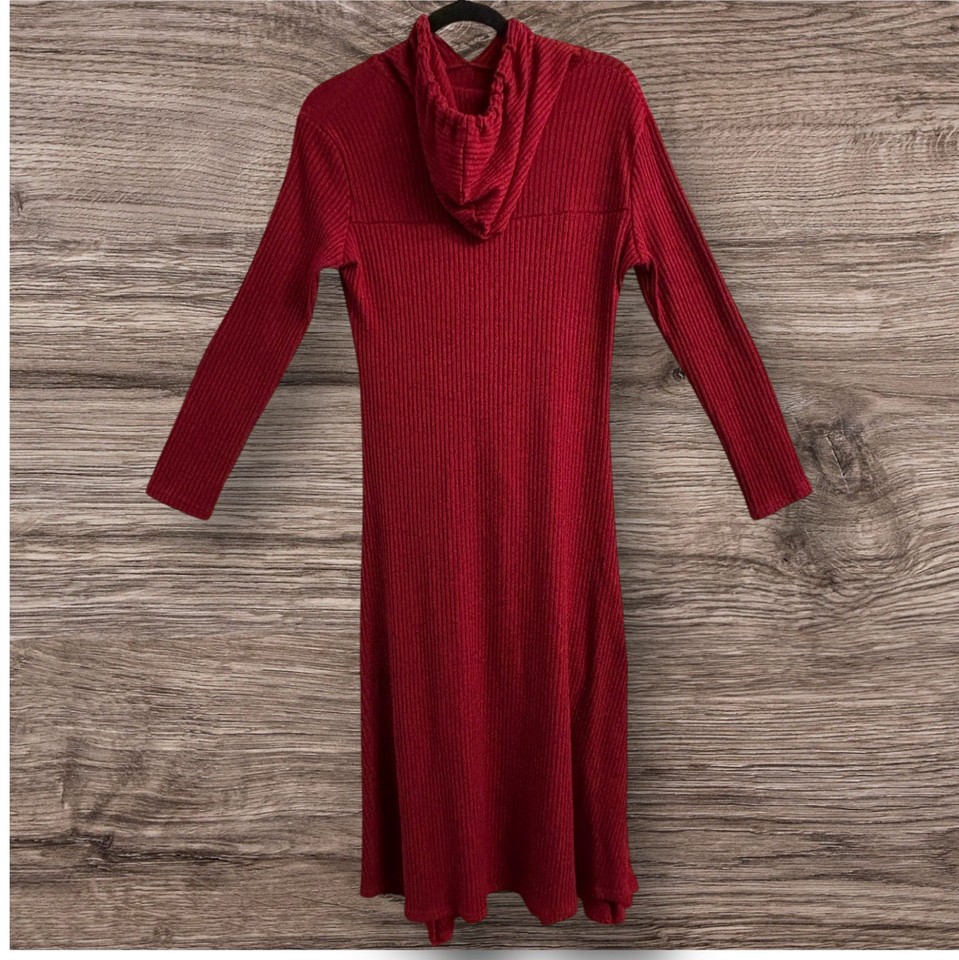 Deep Crimson/Wine Red long sleeve hooded dress Women’s XL | eBay