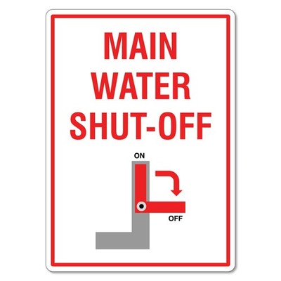 Main Water Shut-Off Sign Directional Metal Tin Sign 8x12 Inches | eBay