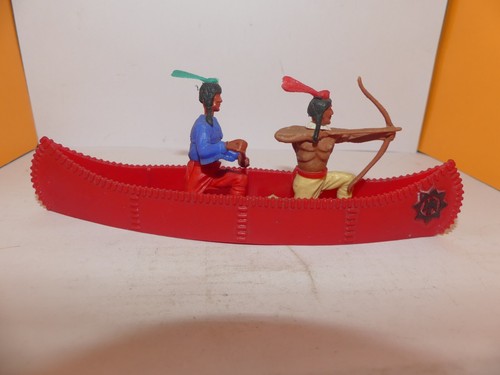 FIGURINE TIMPO CANOE INDIEN ROUGE PAGAIE ET TIRE A L'ARC | eBay