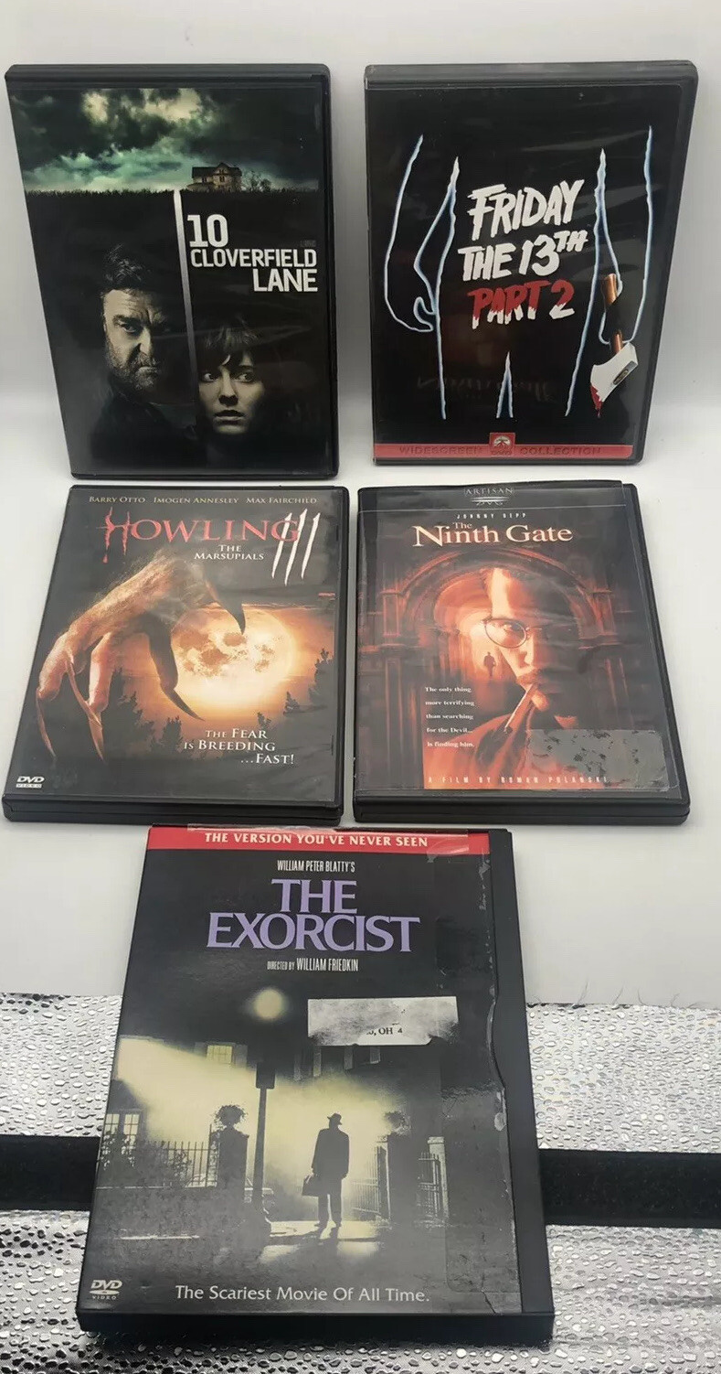 Scary movie dvd lot of 5 The Exorcist Friday The 13th Part 2 Howling 3 ...