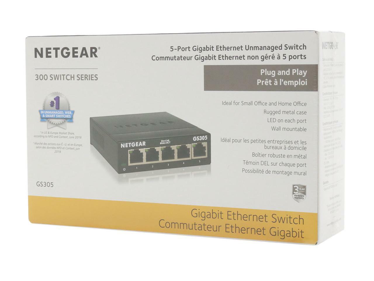 NETGEAR GS305-300PAS 5-port Gigabit Ethernet Unmanaged Switch (GS305 ...