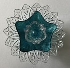 Clear Petal & Turquoise Glass Garden Flower Repurposed Suncatcher Yard ...