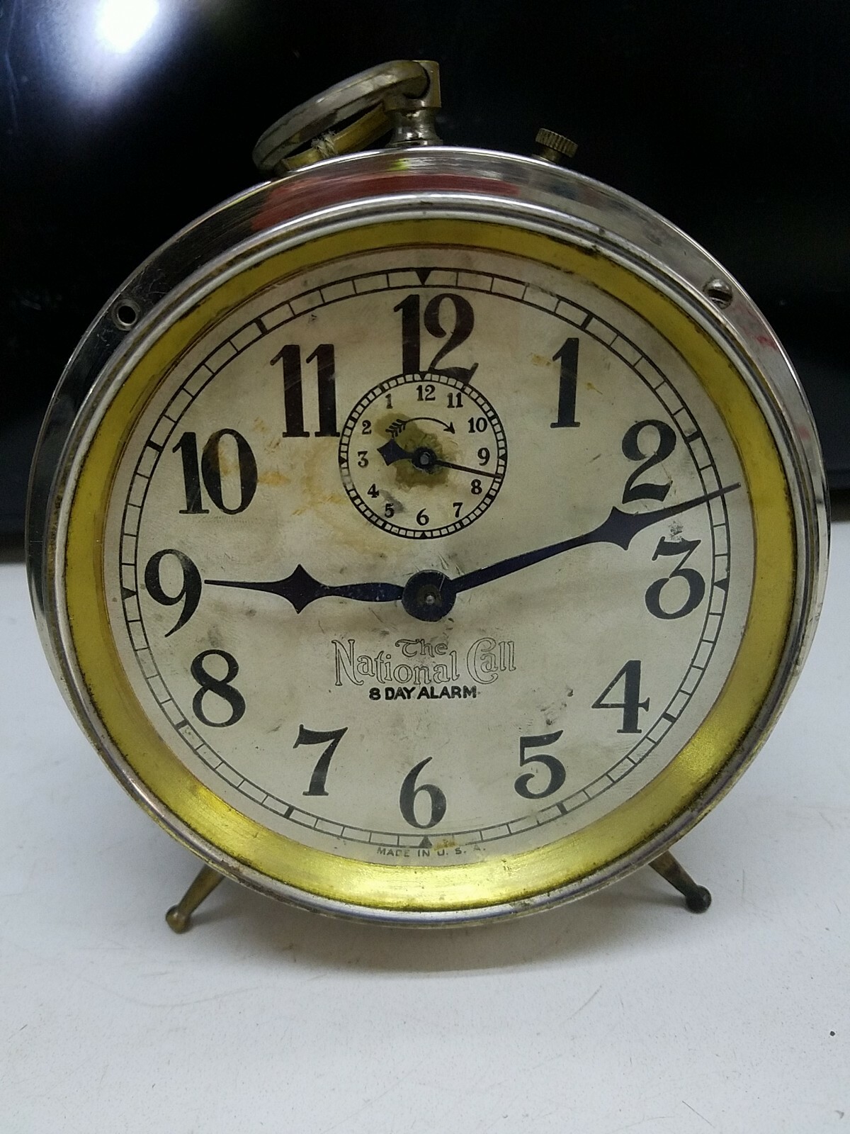 National Call Eight 8 Day Alarm Clock Vintage Patented 1912 Original ...