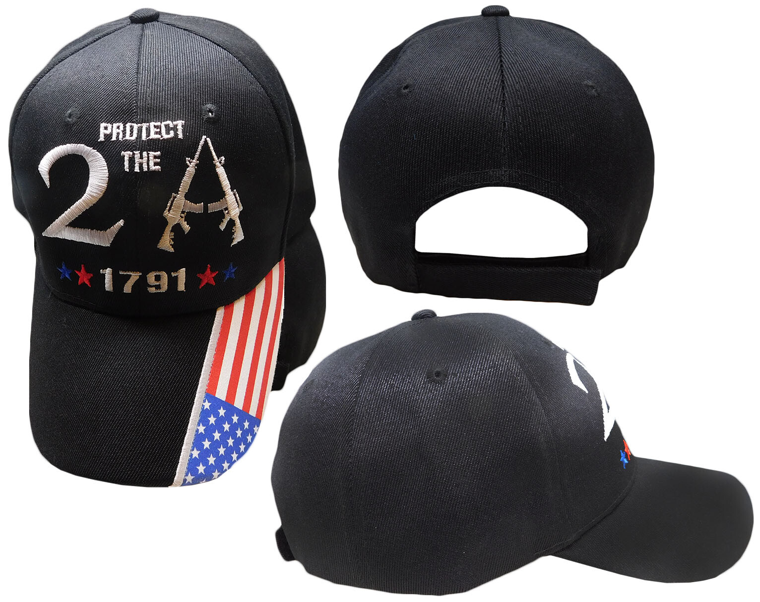 Protect The 2A 2nd Amendment 1791 Printed USA On Bill Embroidered Black ...