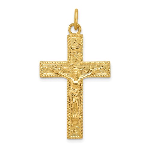 Gold Crucifix Cross Pendant Necklace for Men Women Sterling Silver ...