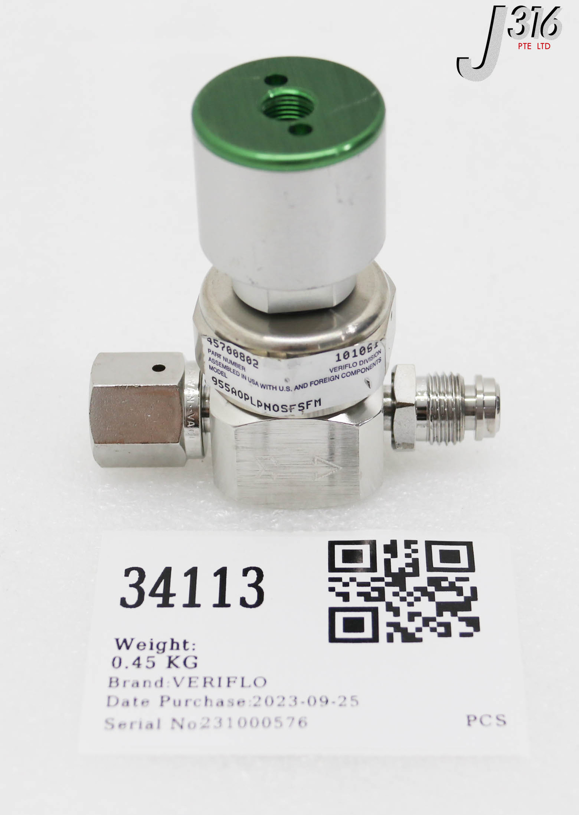 34113 VERIFLO DIAPHRAGM VALVE, P/N: 45700802 955AOPLPNOSFSFM | eBay