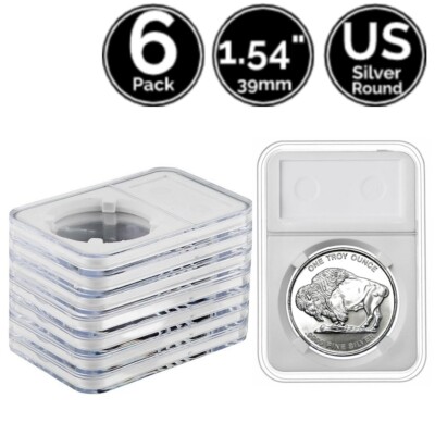 6 Pack 39mm Slab Coin Snap Holders US Silver Round / Flexible Variation ...