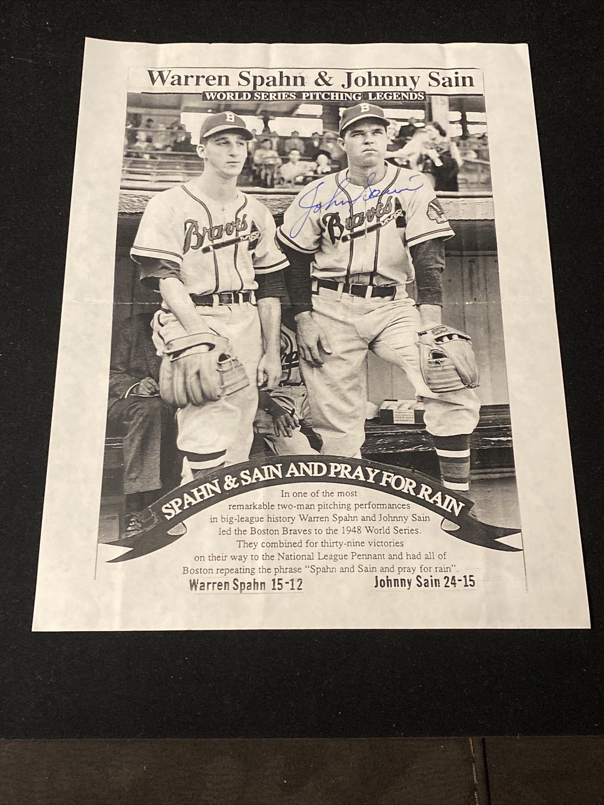 John “Johnny” Sain Autograph Collection of 3 Autos - Milwaukee Braves ...