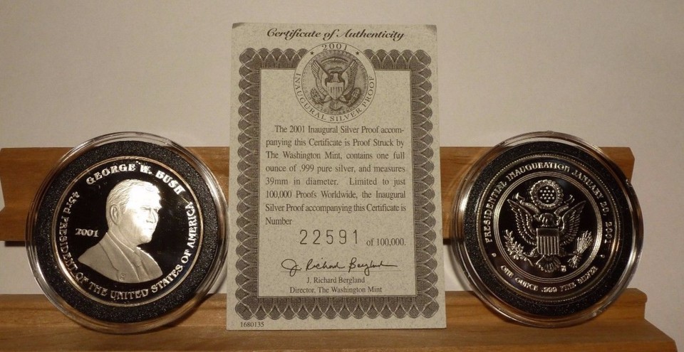 US 2001 Geo.W. Bush-43rd POTUS, President Inauguration 1 oz. Silver ...