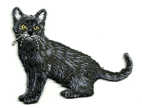 Cat - Shades Of Gray Cat - Embroidered Iron On Applique Patch | eBay