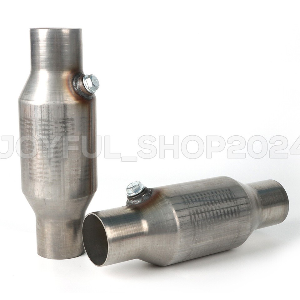 2Pcs 2.5" Universal High Flow Performance Catalytic Converter Stainless ...