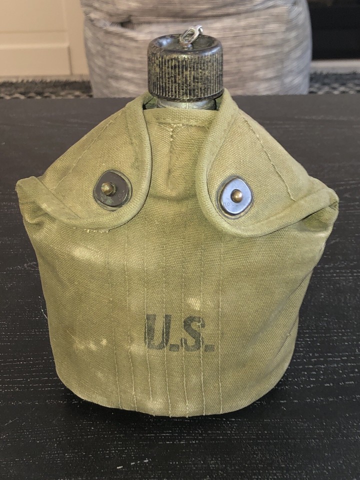 NICE ORIGINAL WWII US ARMY NICE ORIGINAL CANTEEN & CUP WITH ARMY CANVAS ...