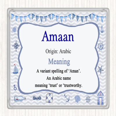 Amaan Name Meaning Drinks Mat Coaster Nautical | eBay UK