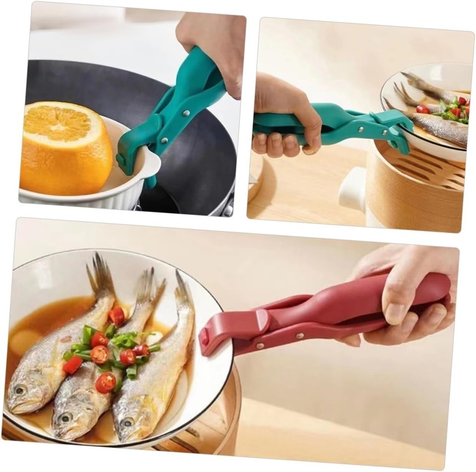 2x Dish Clip Retriever Pot Clamp Pan Hot Bowl Holder Gripper Tongs ...