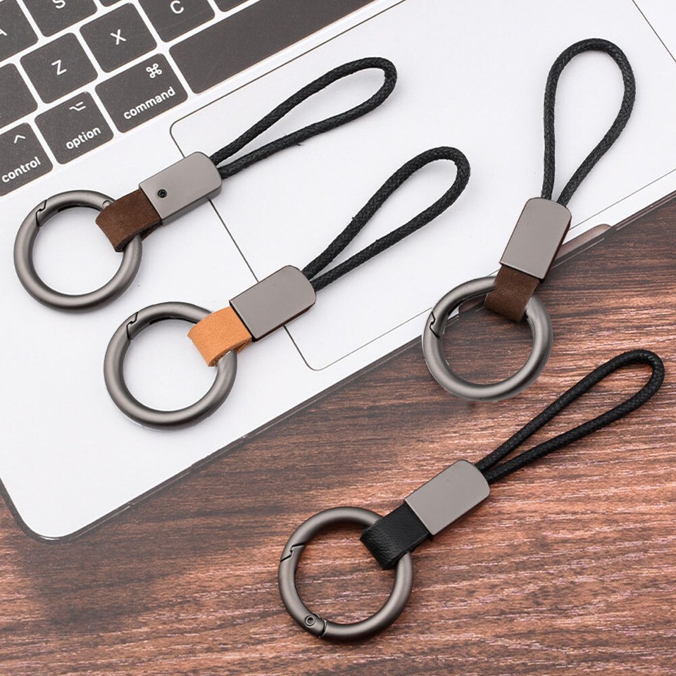 Genuine Leather Keychain Lanyard Keyring Holder Cover Car Keyring ...