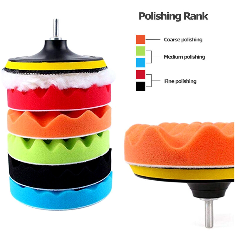 8 PCS 7 Inch Polishing Waxing Pad Sponge Buff Buffing Kit Set For Car ...