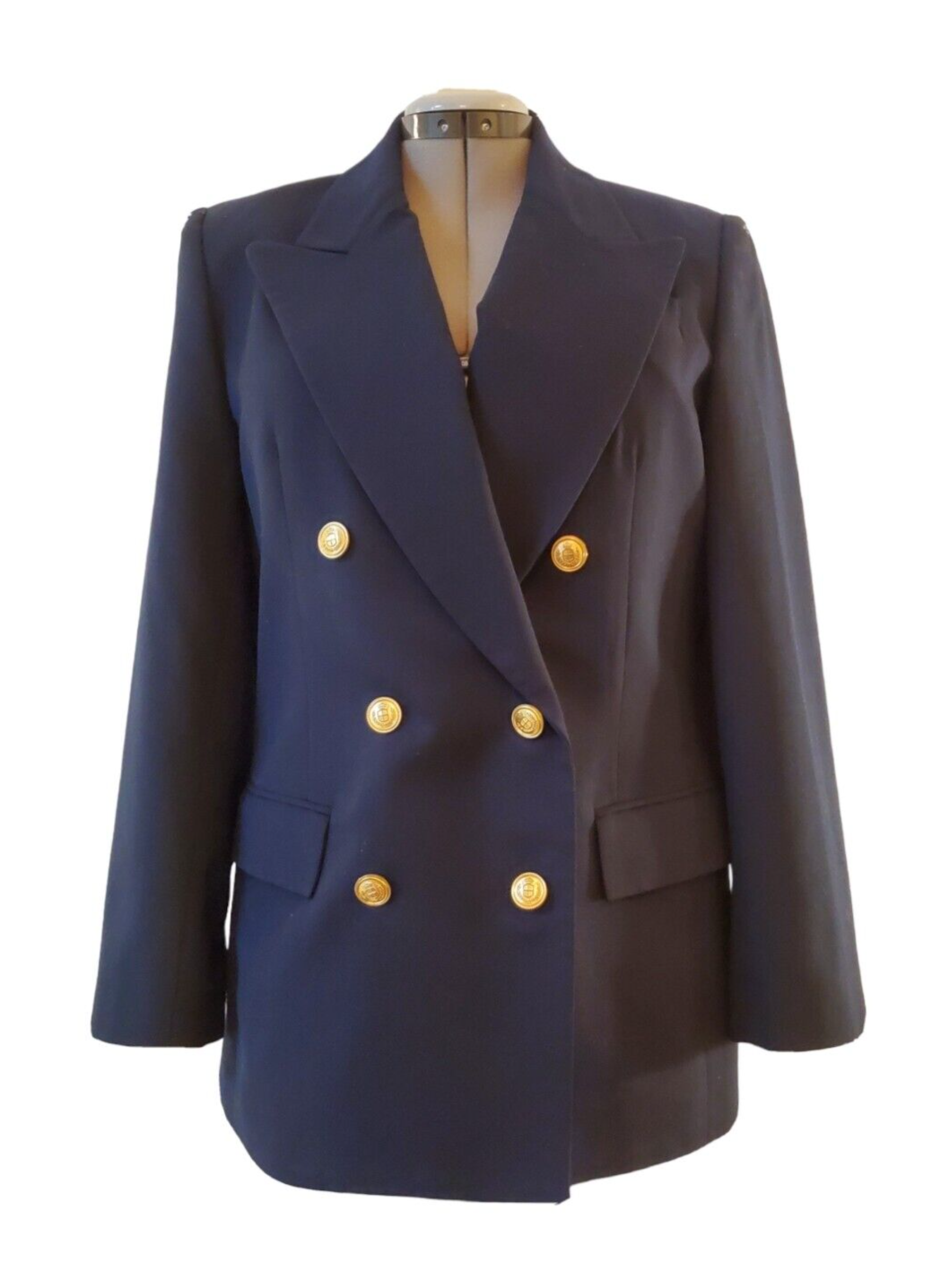 Vintage Talbots Navy 100% Worsted Wool Doublebreasted Blazer Gold ...