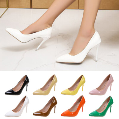 Damen Spitz Stilettoabsatz Lackleder Schuhe Sandalen Ol High Heels ...