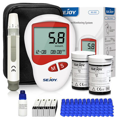 SEJOY 50 Kit Blood Glucose Monitor Diabete Blood Sugar Test 50 Test ...
