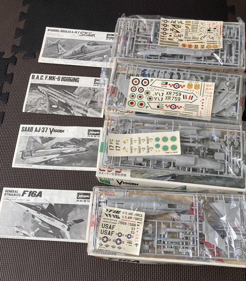 Hasegawa 1/72 Scale Fighter Jet Model Kit Set 19 Unassembled Aircraft ...