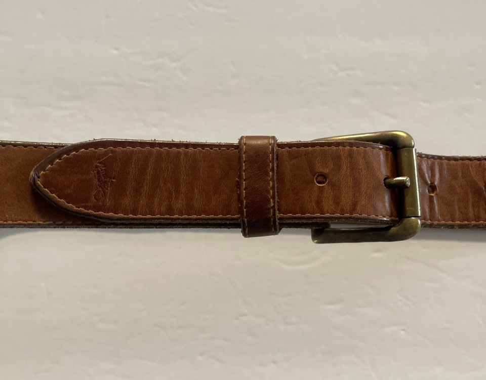 POLO RALPH LAUREN Brown Leather Belt Made in USA Size 36 Vintage | eBay