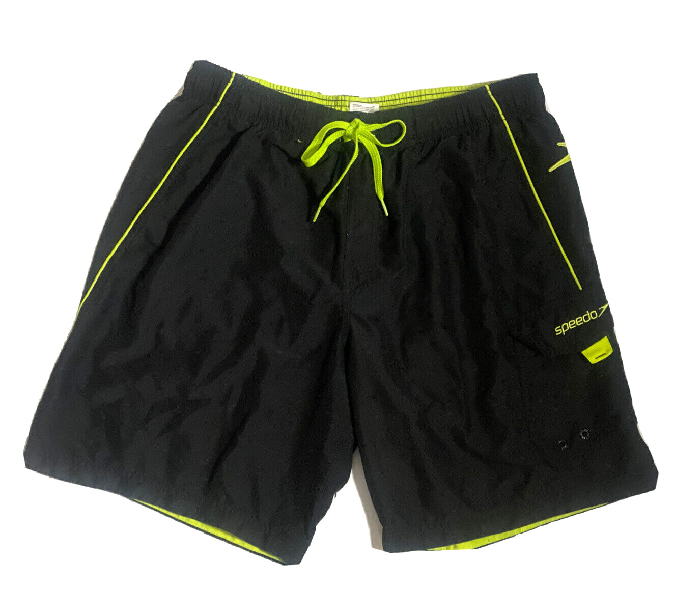 Speedo mens Black Neon Logo Swim Trunks Shorts Bathin… - Gem