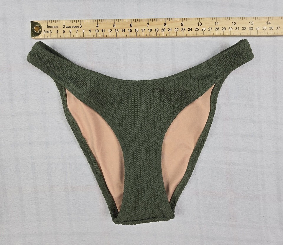J Crew Swimsuit Womens Bikini Bottom Textured Cheeky Curved Waist Green ...