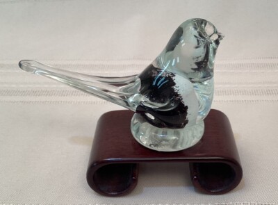 🏺Espoon Taidelasi Oy Glass Black & White Bird Paperweight Figurine ...