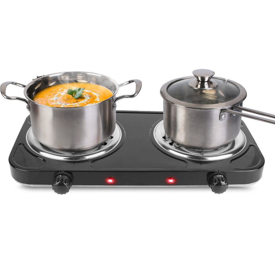Electric Double Burner Hot Plates for Cooking 5 Heating Levels Heating ...