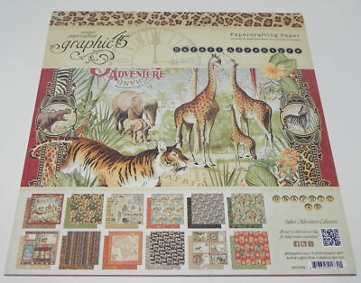 GRAPHIC 45 SAFARI ADVENTURE 12X12 DOUBLE SIDED DESIGNER PAPER PAD ...