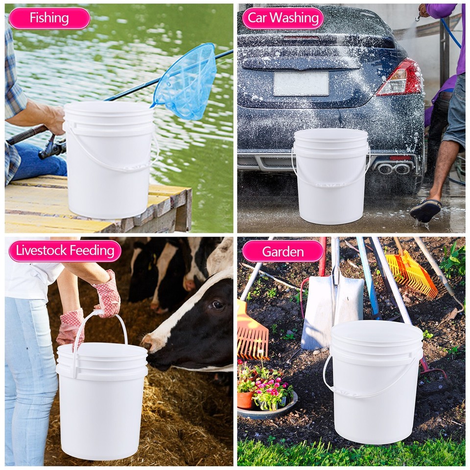 Idotry 4 Buckets Containers W/ Lids, 7 Gallon Food Grade Heavy-Duty ...