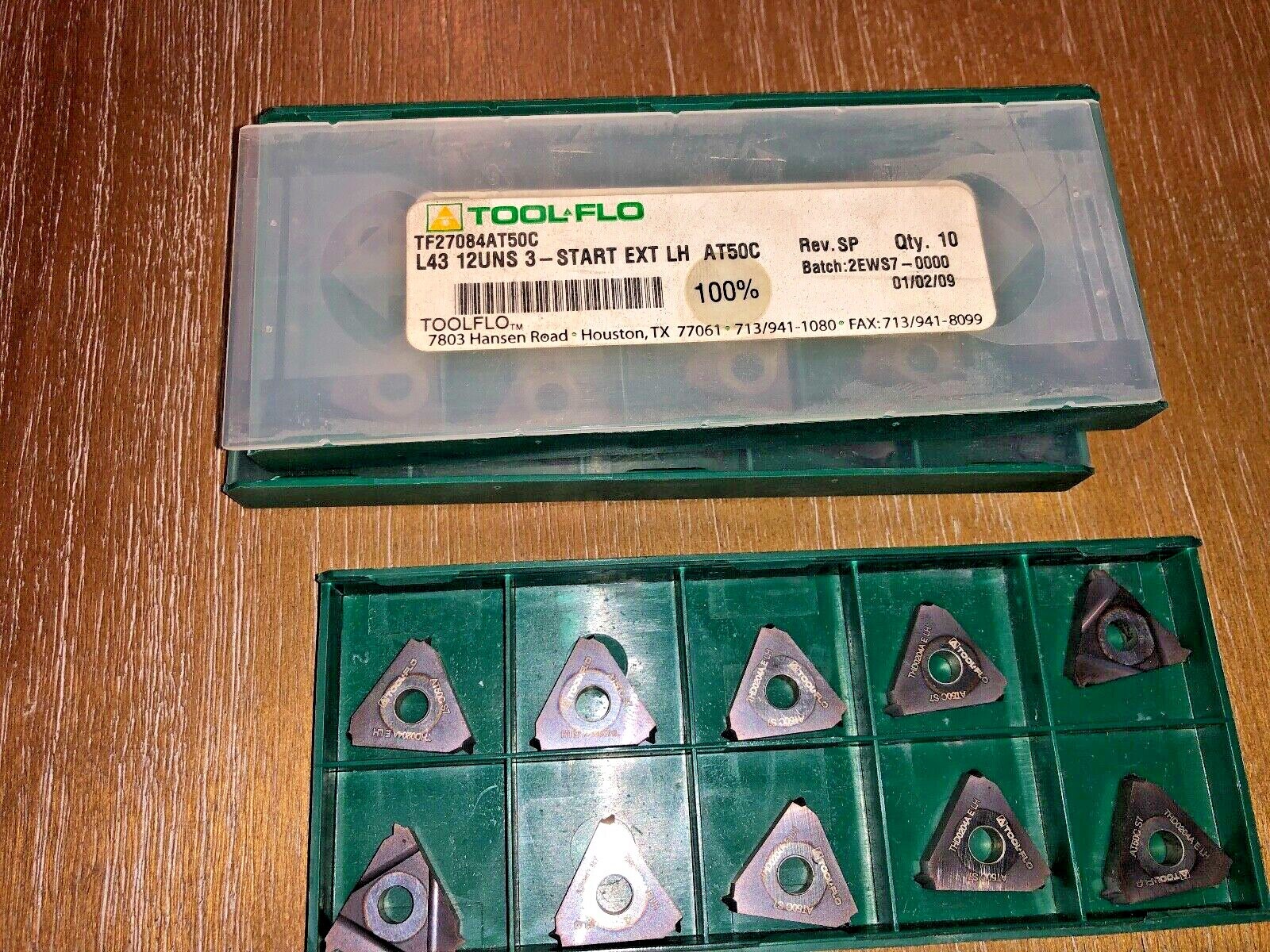 TOOL FLO CARBIDE INSERTS L43 12UNS 3 START EXT LH AT50C QTY 10 | eBay