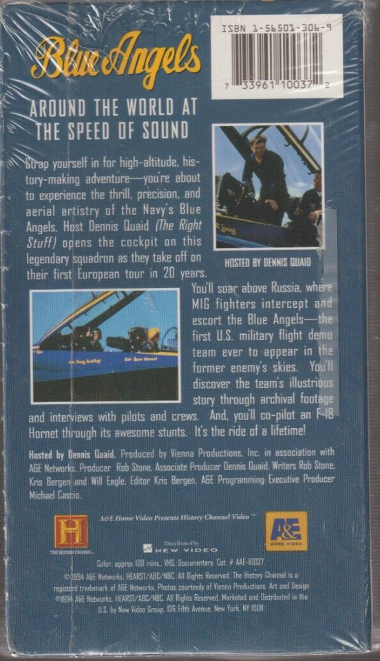 Blue Angels Hosted By Dennis Quaid VHS New 1994 The History Channel ...