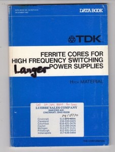 1982 TDK DATA BOOK , FERRITE CORES FOR HIGH FREQ. POWER SUPPLIES 118 ...