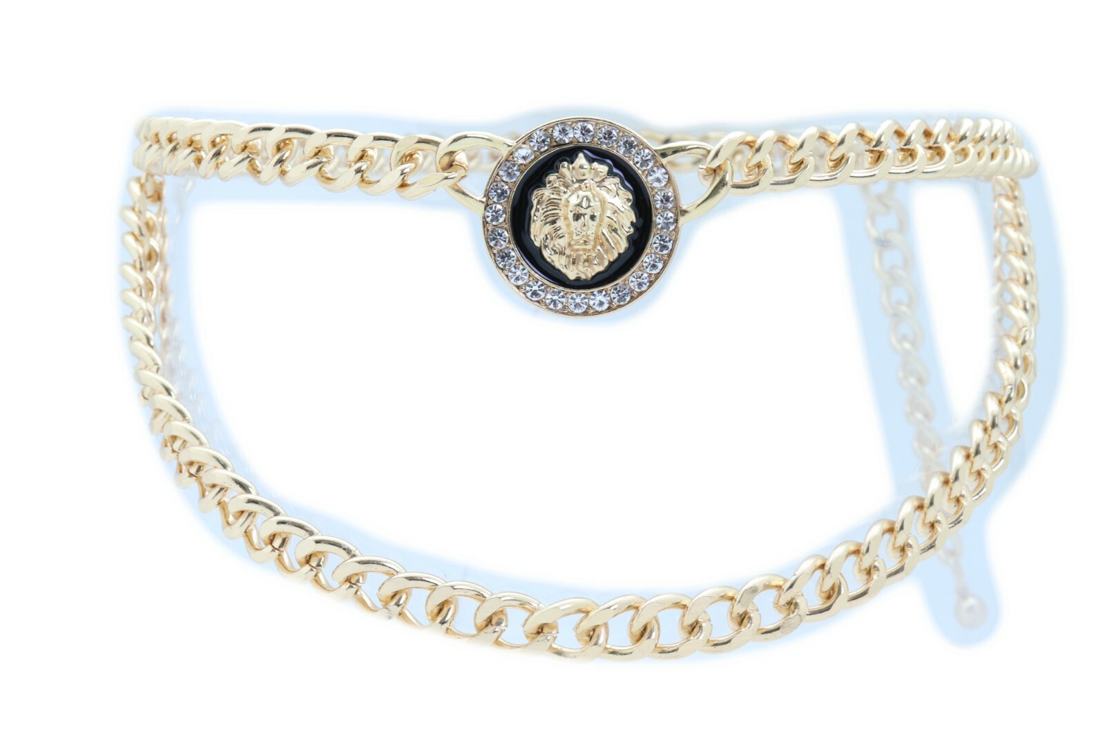 Women Sexy Fashion Belt Gold Metal Chain Lion Charm Buckle Plus Size ...