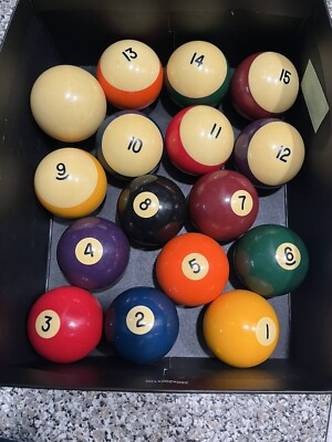 Vintage COMPLETE SET POOL BILLIARDS BALLS w/CUE BALL | eBay