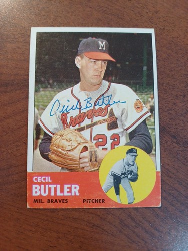 CECIL BUTLER 1963 Topps #201 autographed signed baseball BRAVES 63 ...