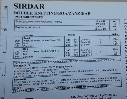 Original Sirdar Boa/Zanzibar/ Dk Ladies Scarf & Bag Knitting Pattern ...